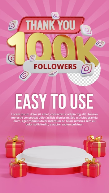 Premium Psd Instagram Thank You 100k Followers