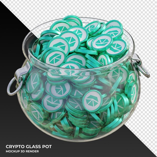 Premium PSD | Kyber network crystal v2 knc crypto coin clear glass pot Premium PSD | Kyber network crystal v2 knc crypto coin clear glass pot