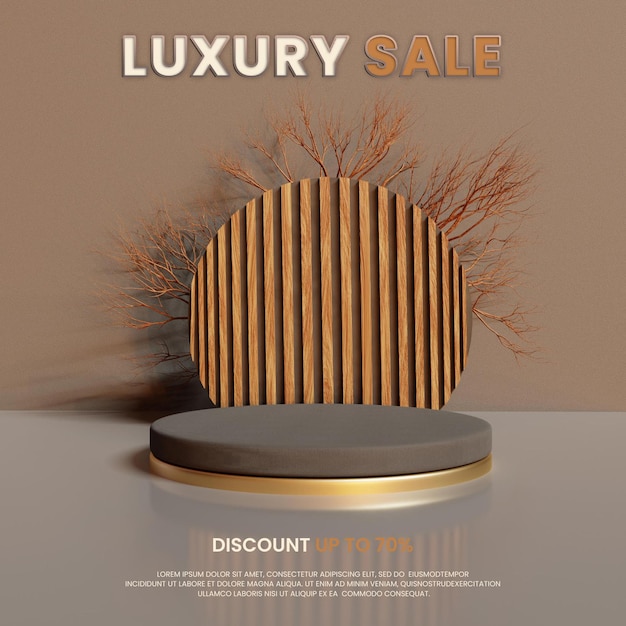 Premium PSD | Luxury fabric podium with tree trunk Premium PSD | Luxury fabric podium with tree trunk