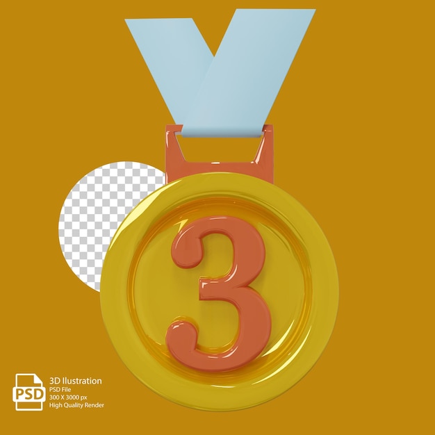 Premium PSD | Medal 3d rendering icon Premium PSD | Medal 3d rendering icon