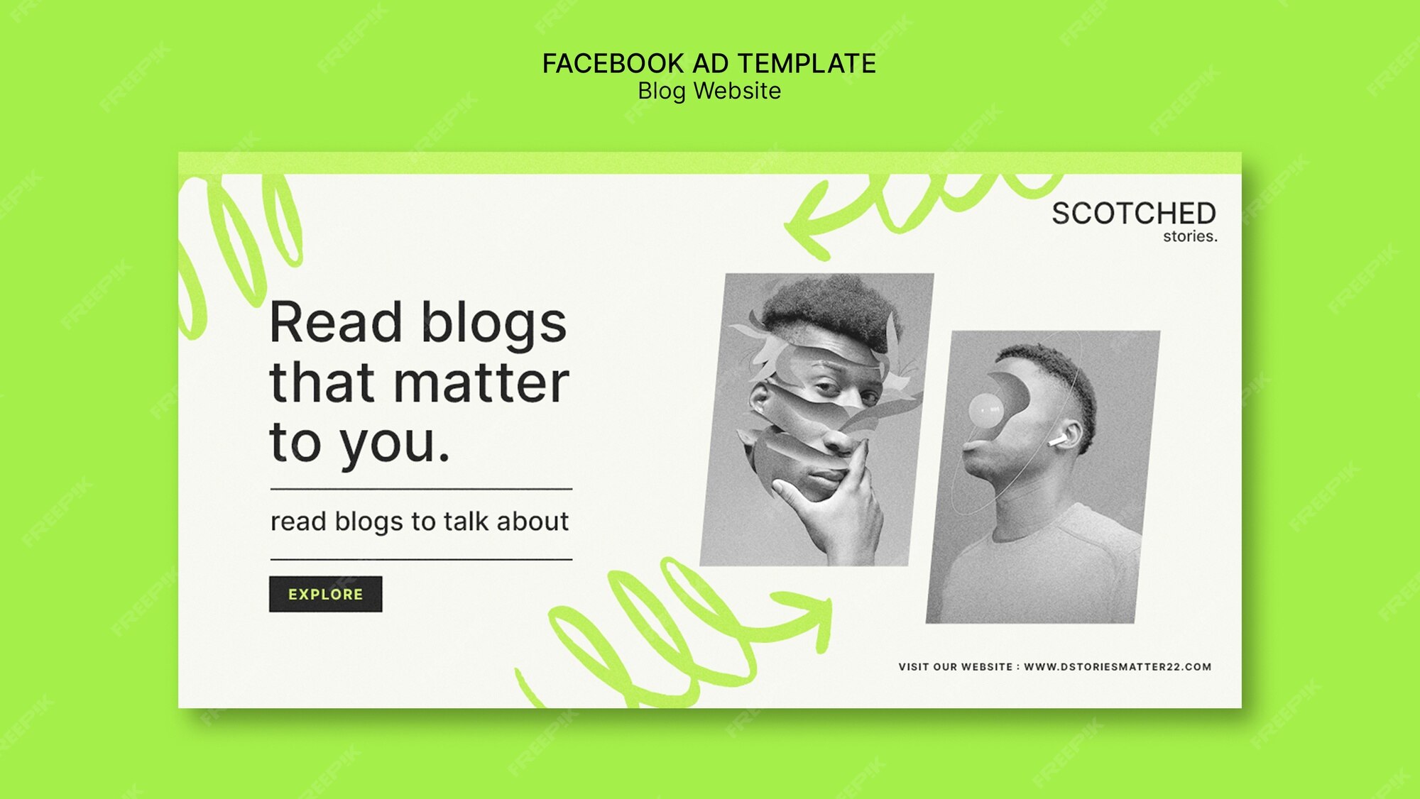 Premium PSD | Minimal blog website facebook template Premium PSD | Minimal blog website facebook template