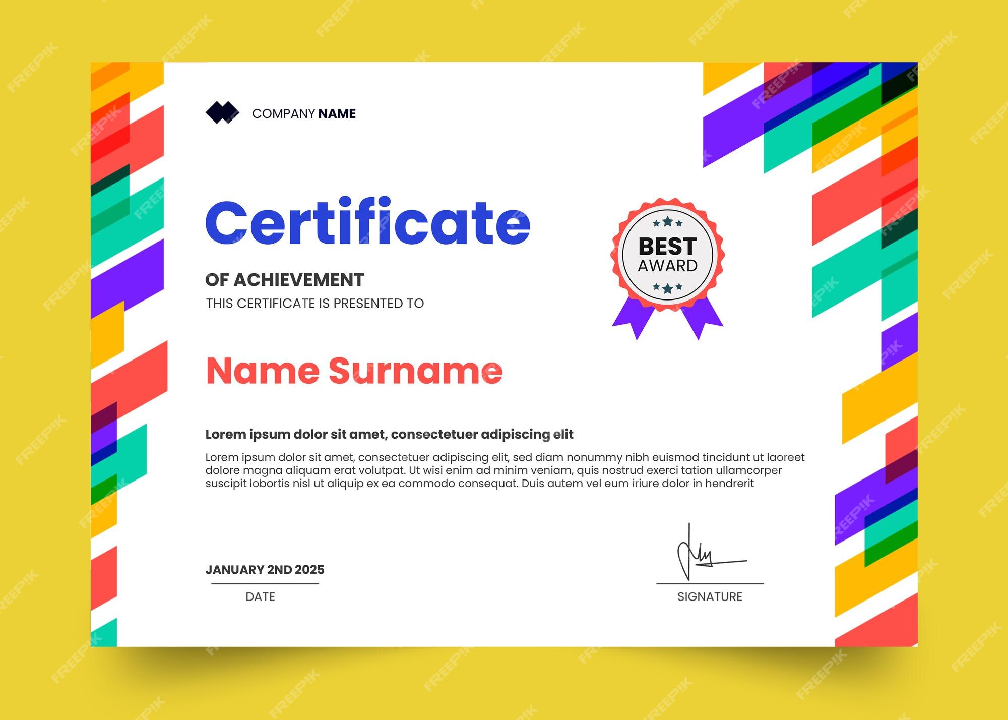 Premium Psd Modern And Simple Certificate Design Template