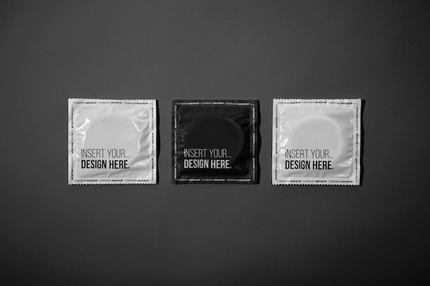 Premium PSD | Monochrome condom in plastic packaging Premium PSD | Monochrome condom in plastic packaging