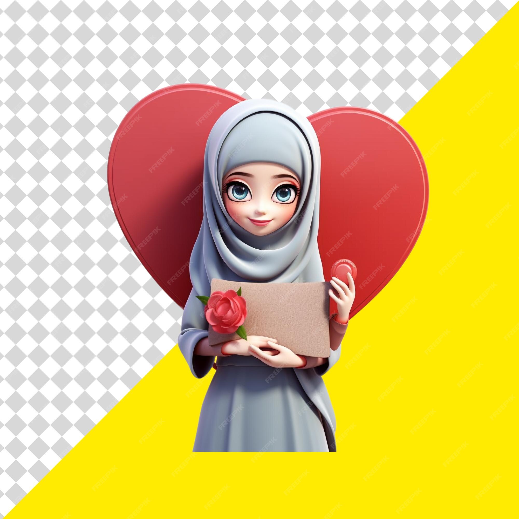 Premium Psd Muslim Girl With Hijab Illustration