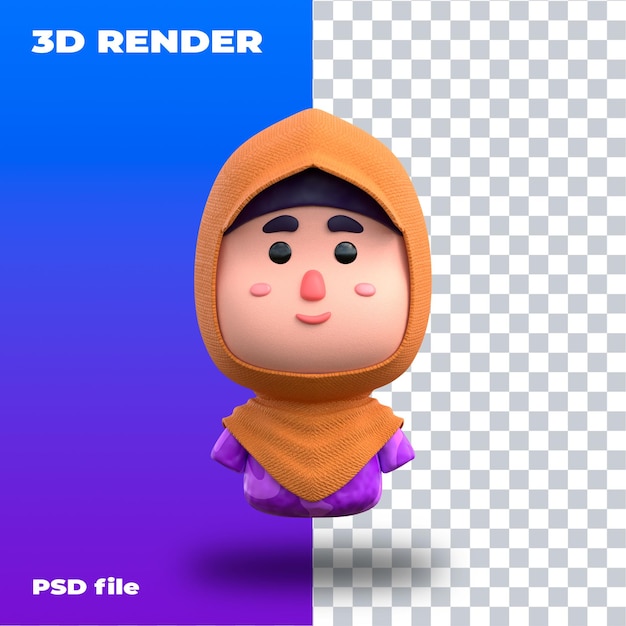 Premium Psd Muslim Women 3d Icon 3d Render Highresolution Psd Ramadan Eid