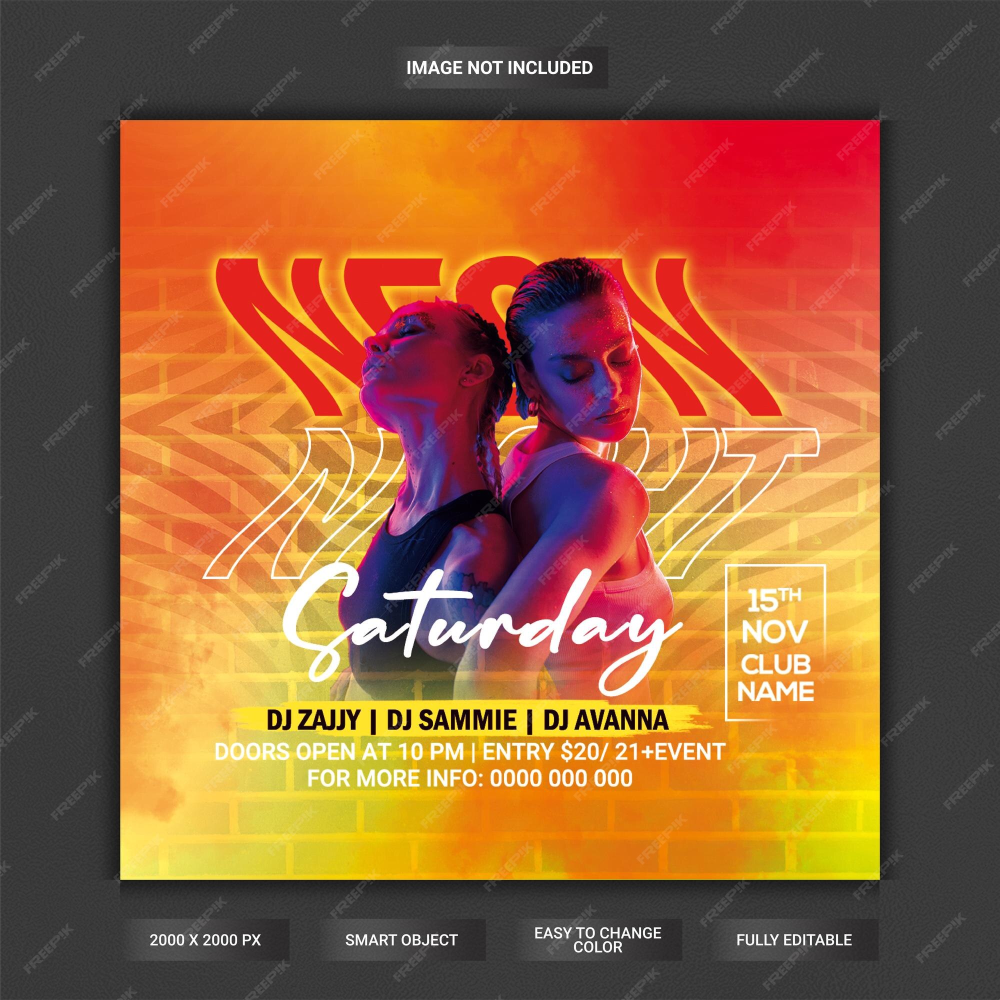 Premium PSD | Neon night club party flyer template Premium PSD | Neon night club party flyer template