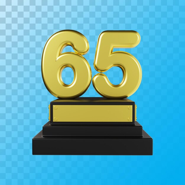 Premium Psd Number 65 Golden Luxury 3d Rendering
