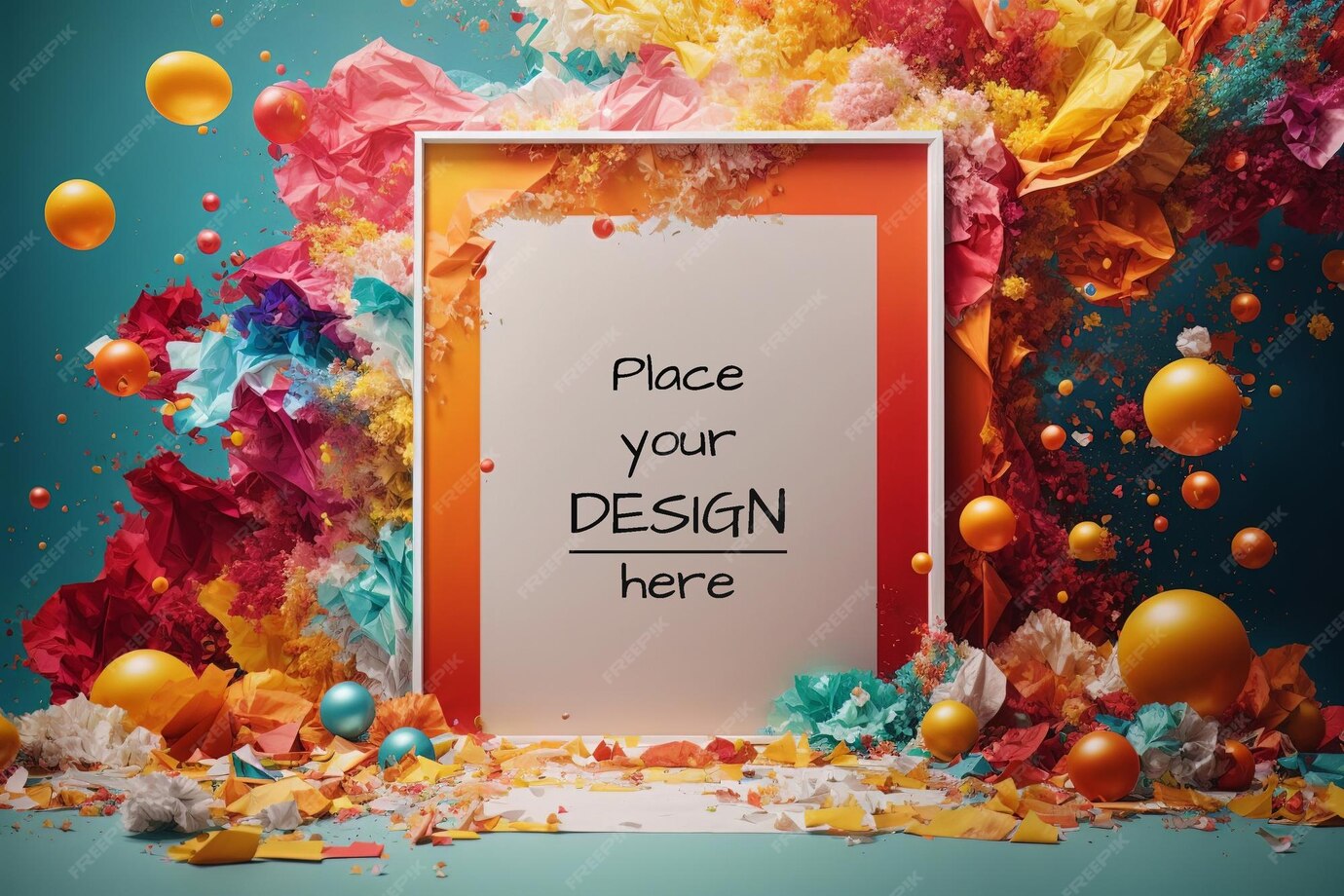 Premium Psd Poster Mockup With Aesthetic Abstract Decoration