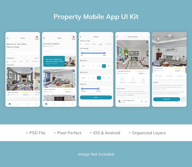Premium Psd Property Mobile App Ui Kit