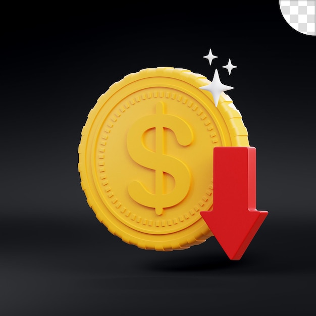 Premium PSD | Psd 3d coins decrease