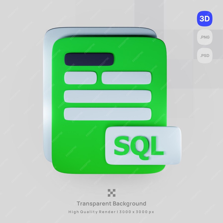 Premium PSD | Psd 3d icon document computer sql file extension with ...