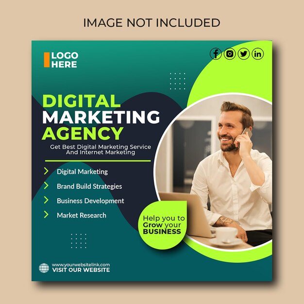 Premium PSD | Psd digital marketing agency post template Premium PSD | Psd digital marketing agency post template