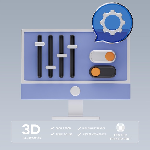 Premium PSD | PSD laptop setting 3D Illustration Premium PSD | PSD laptop setting 3D Illustration