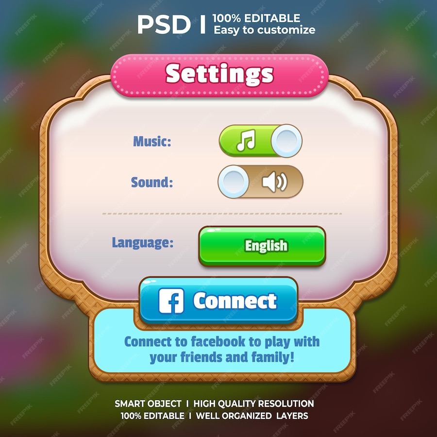 Premium PSD | PSD Setting game ui popup 2d interface game ui gaming ui ...