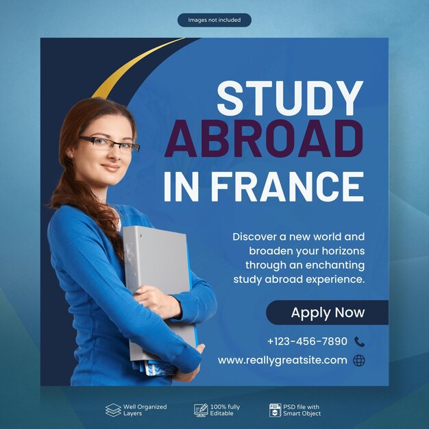 Premium PSD | Psd study abroad education instagram post and social ... Premium PSD | Psd study abroad education instagram post and social ...