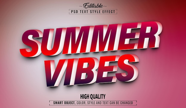 Premium Psd Psd Summer Vibes Editable Text Effect