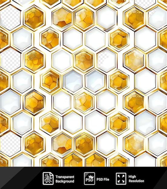 Premium PSD | Psd transparent background vector honeycomb pattern symbol golden yellow hexagonal ...