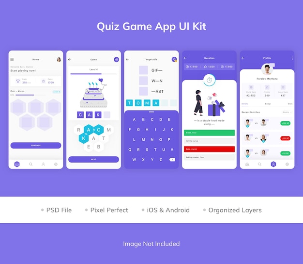 Premium PSD | Quiz game app ui kit Premium PSD | Quiz game app ui kit