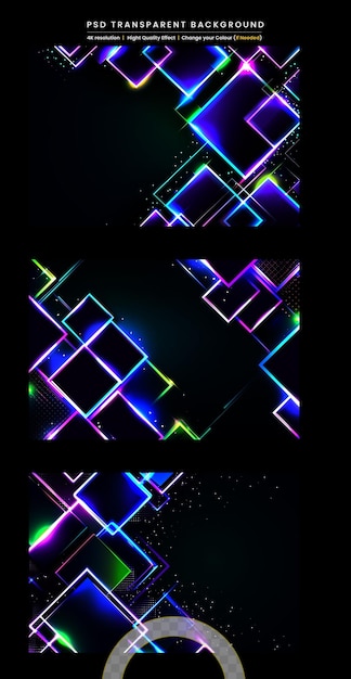 Premium PSD | Realistic neon lights squares on transparent background Premium PSD | Realistic neon lights squares on transparent background