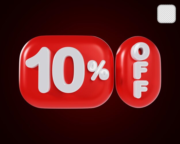 Premium Psd Red Discount Price 10 Percent Off 3d Illustration
