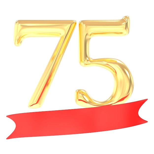 Premium PSD | A red ribbon with the number 75 on it Premium PSD | A red ribbon with the number 75 on it