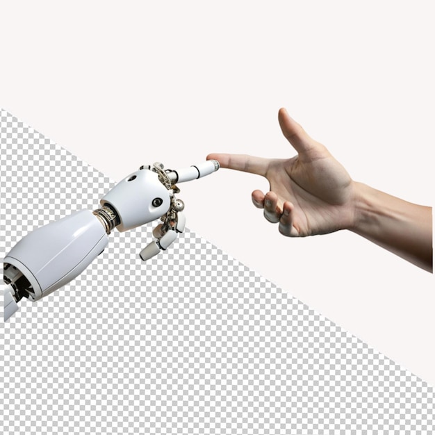 Premium PSD | Robot hand touch the human hand on transparent background Premium PSD | Robot hand touch the human hand on transparent background