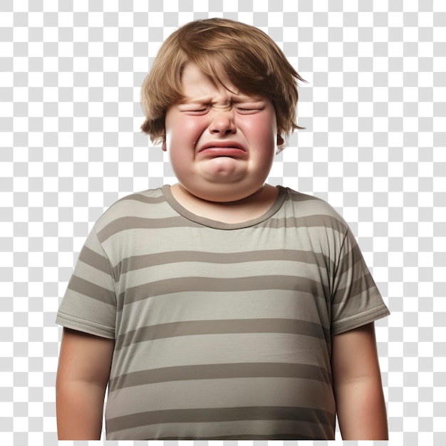 Premium PSD | Sad child striped shirt crying Premium PSD | Sad child striped shirt crying