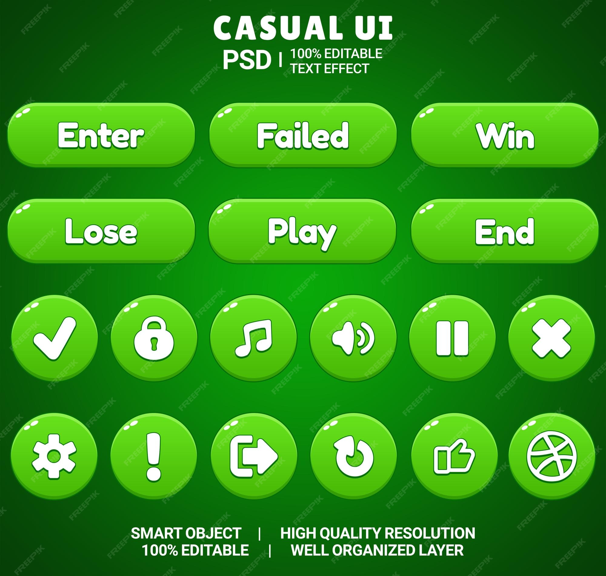 Premium Psd Set Of Beautiful Game Ui Button Cartoon Style Ui Button 2d Button 2d Ui Game Icon