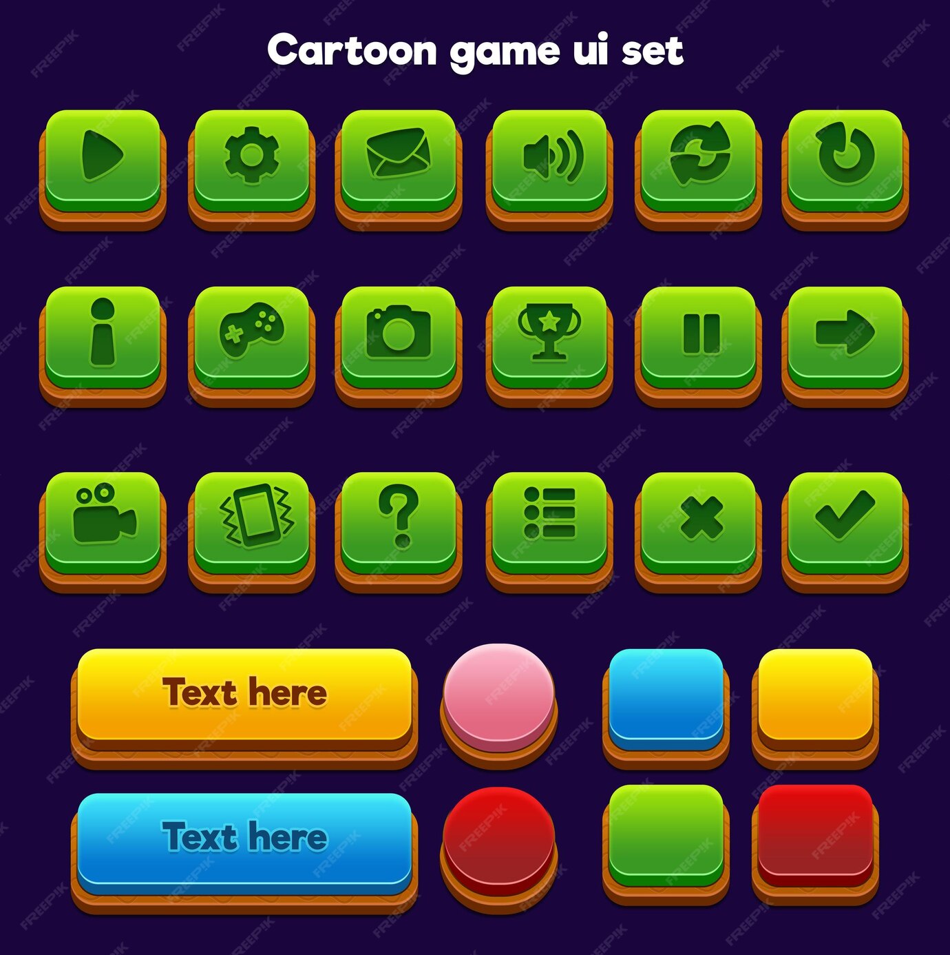 Premium PSD | Set of beautiful game ui button cartoon style ui button ...