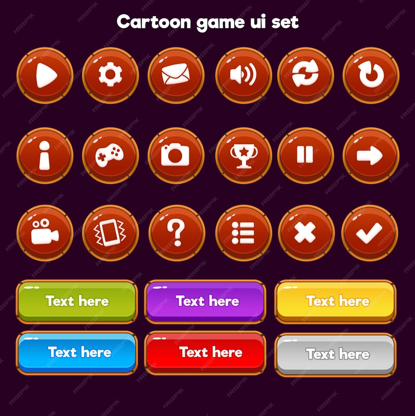 Premium PSD | Set of beautiful game ui button cartoon style ui button ...