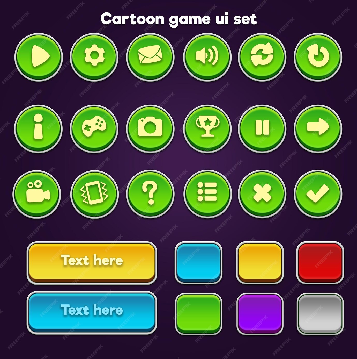 Premium Psd Set Of Beautiful Game Ui Button Cartoon Style Ui Button 2d Button 2d Ui Game Icon