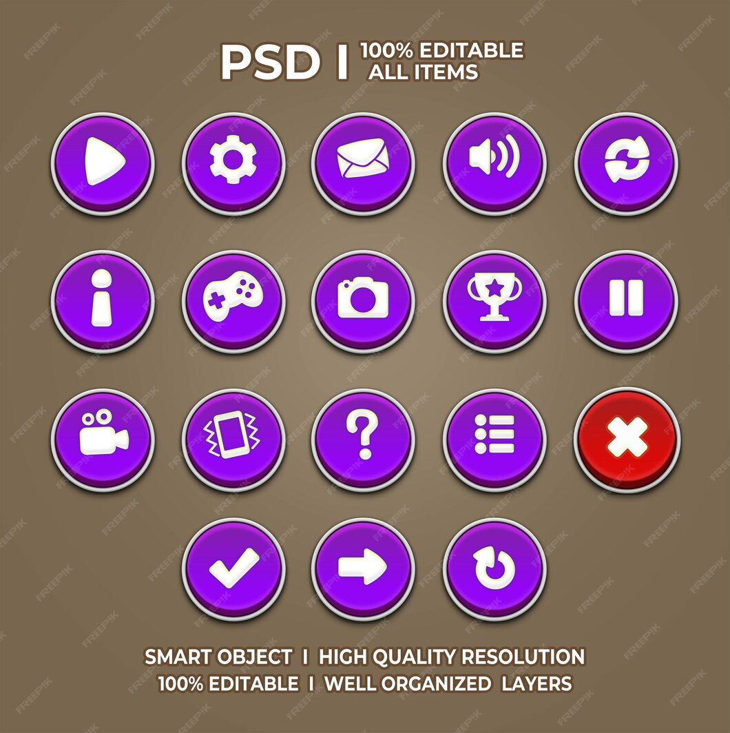 Premium Psd Set Of Game Ui Game Ui Set Game Ui Button Game Button Game Ui Psd Game Ui Template