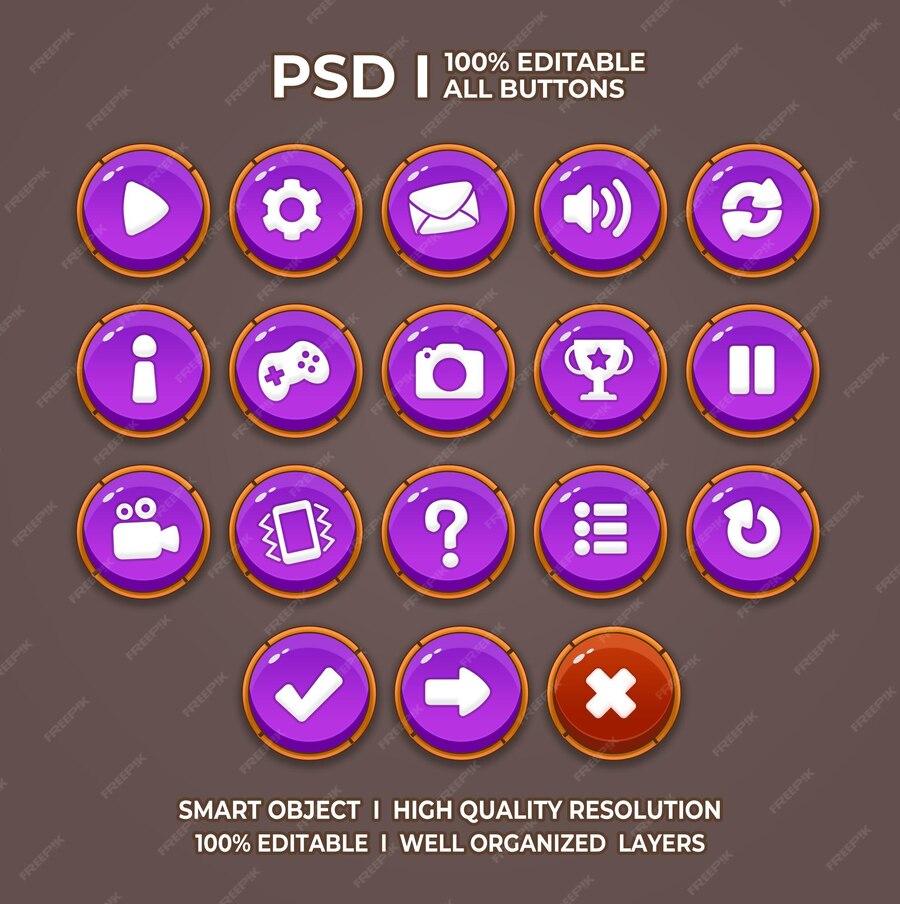 Premium Psd Set Of Game Ui Game Ui Set Game Ui Button Game Button 4220
