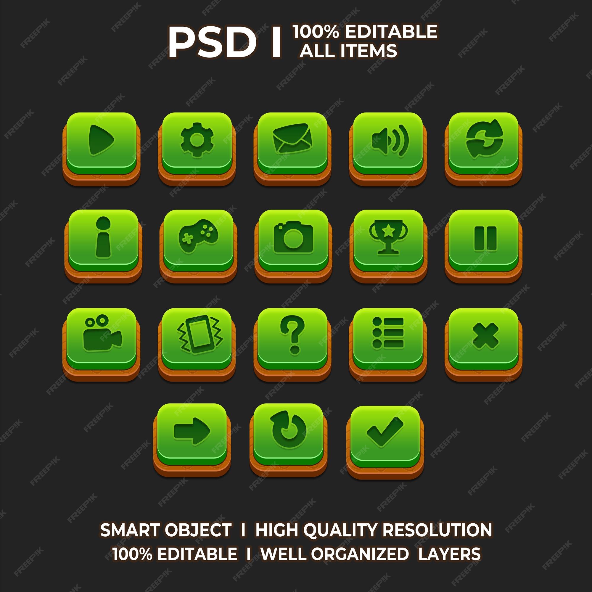 게임 Ui 설정 게임 Ui 버튼 게임 버튼 게임 Ui Psd 게임 Ui 템플릿 게임 아이콘 프리미엄 Psd 파일