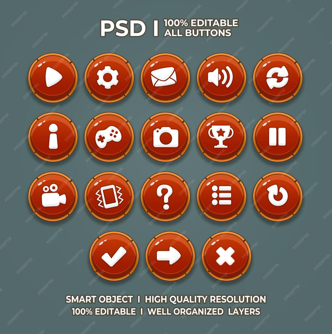 Premium PSD | Set of game UI Game UI Set Game UI Button Game Button ...