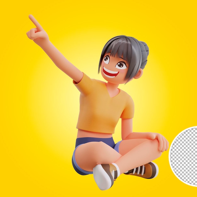 Premium Psd Sexy Girls Pointing Up 3d Illustration