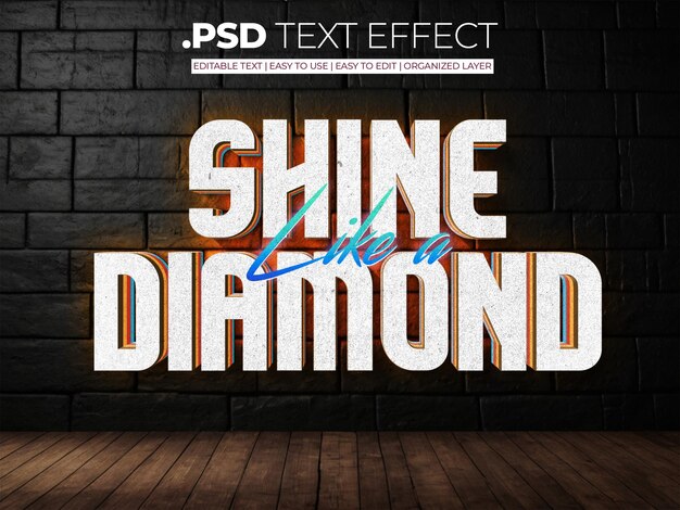 Premium PSD | Shine like a diamond Text Effect Style PSD Editable Premium PSD | Shine like a diamond Text Effect Style PSD Editable