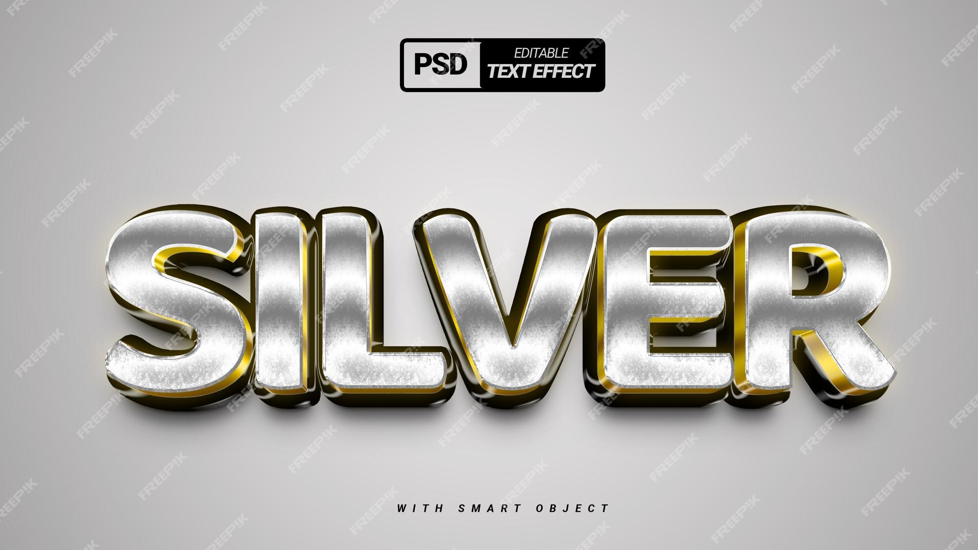 Premium Psd Silver Metal Texture Shiny 3d Text Effect Editable