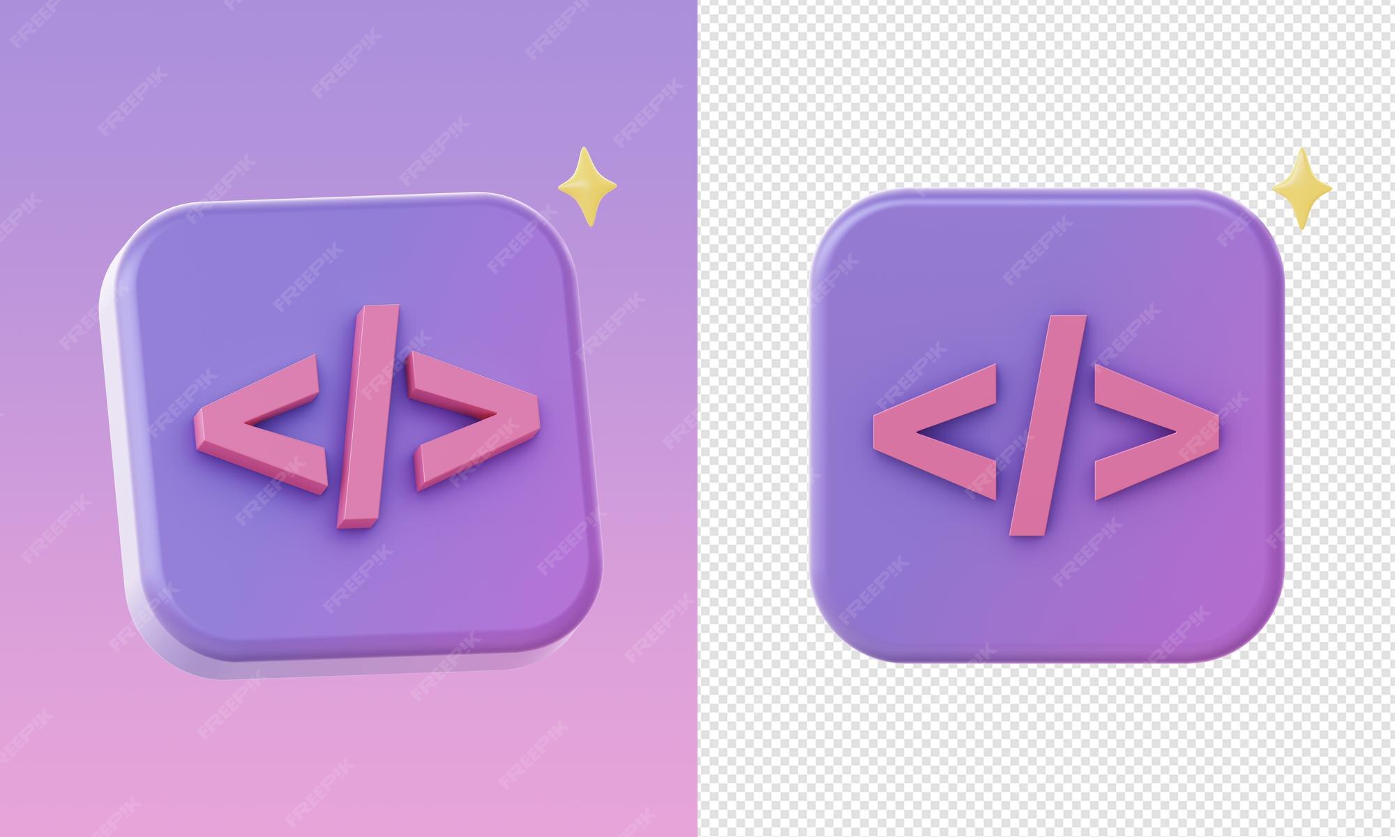 Premium Psd Simple 3d Purple Web Programming And Coding Icons For Ui