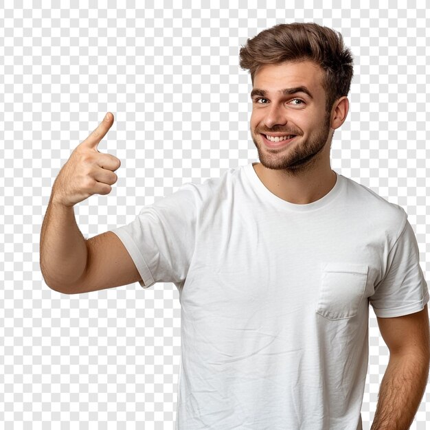 Smiling Man Pointing Finger Up | Premium AI-generated PSD Smiling Man Pointing Finger Up | Premium AI-generated PSD