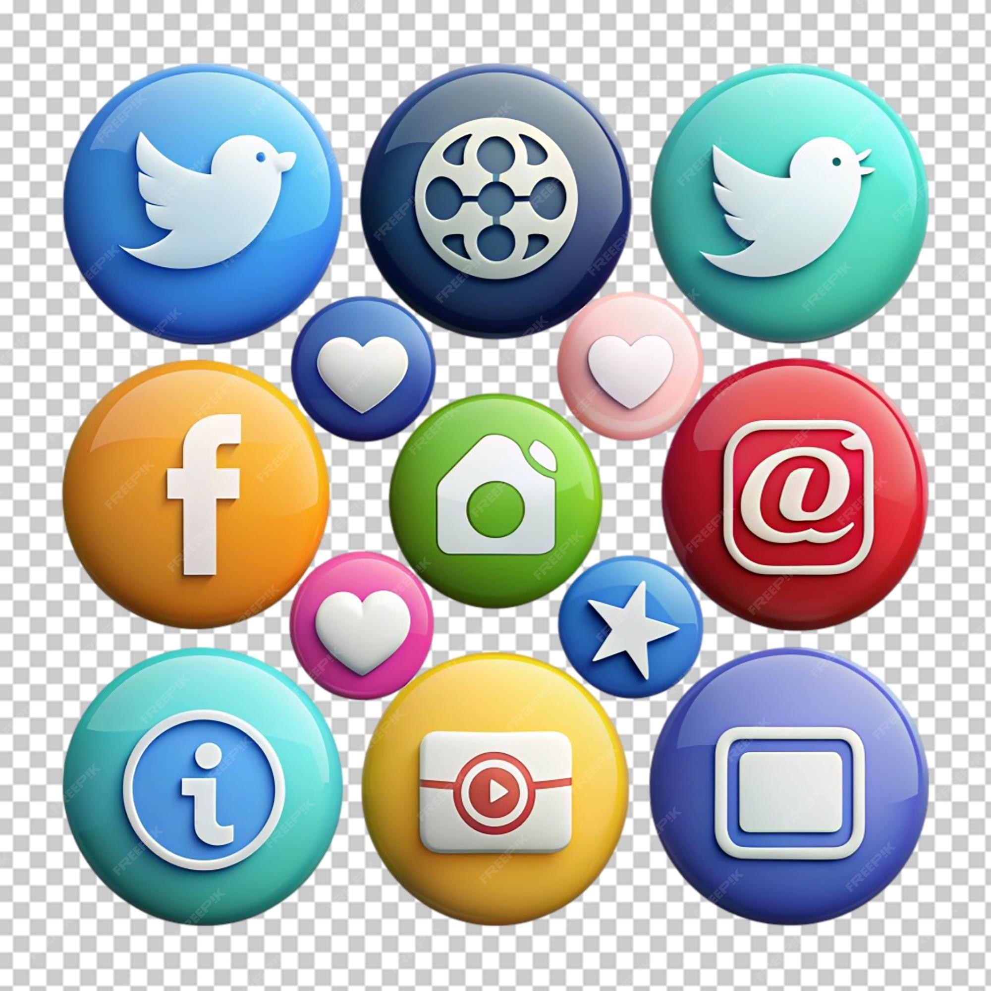 Social Media Icons Buttons | Premium AI-generated PSD Social Media Icons Buttons | Premium AI-generated PSD
