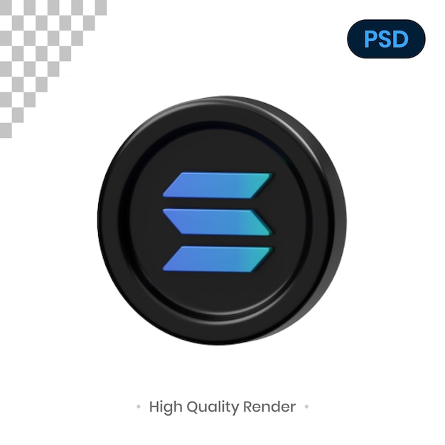 Premium PSD | Solana coin 3d render illustration premium psd Premium PSD | Solana coin 3d render illustration premium psd