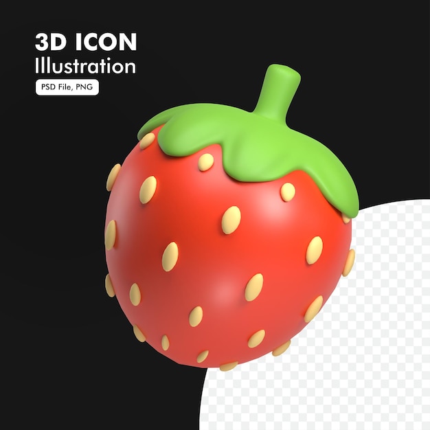 Premium Psd Strawberry 3d Icon Illustration