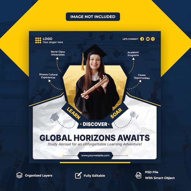 Premium PSD | Study abroad social media education post design instagram ... Premium PSD | Study abroad social media education post design instagram ...