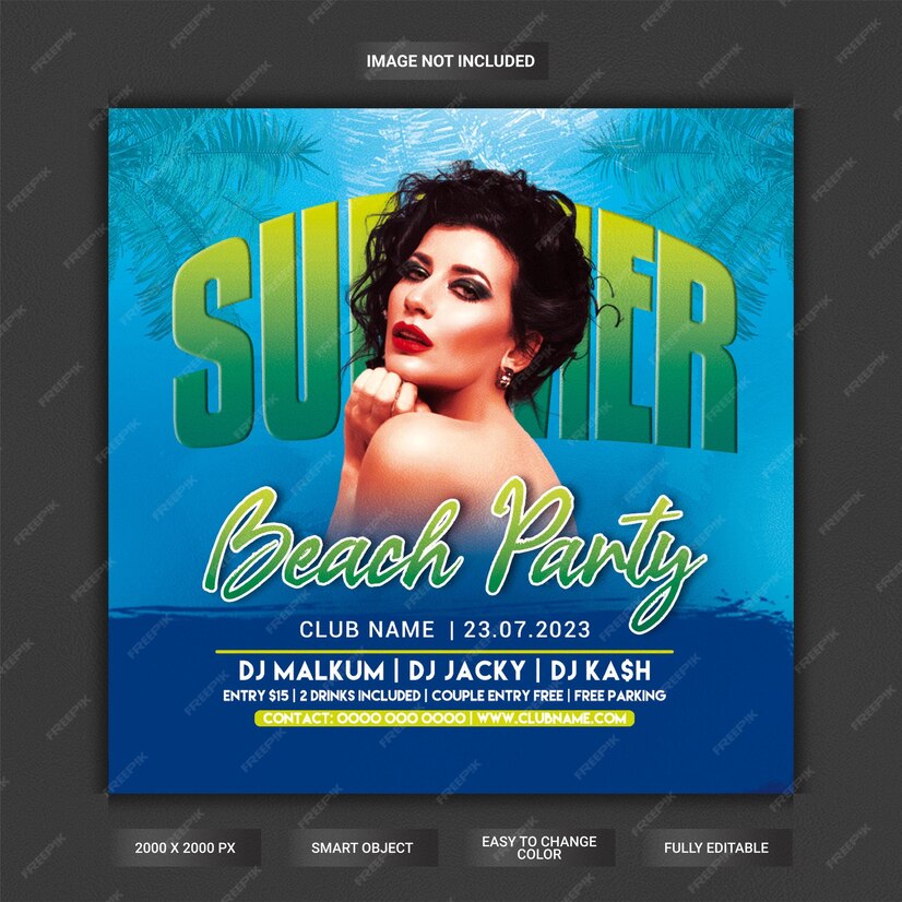Premium Psd Summer Beach Party Flyer Social Media Post