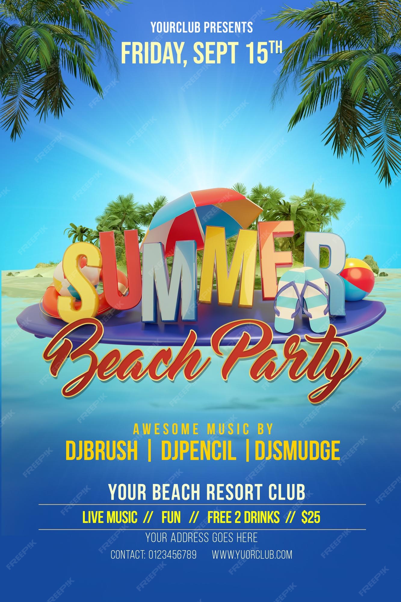 Premium Psd Summer Beach Party Flyer Template