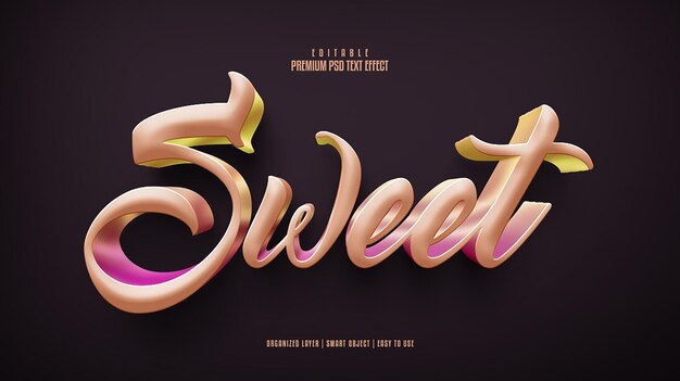 Premium PSD | Sweet 3d editable premium psd text effect Premium PSD | Sweet 3d editable premium psd text effect
