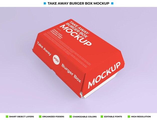 Premium Psd Take Away Food Box Package Mockup Design