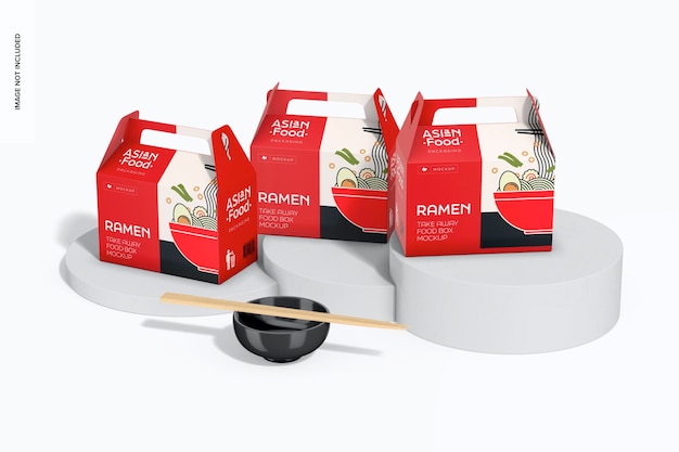 Premium Psd Take Away Food Boxes Mockup On Podiums