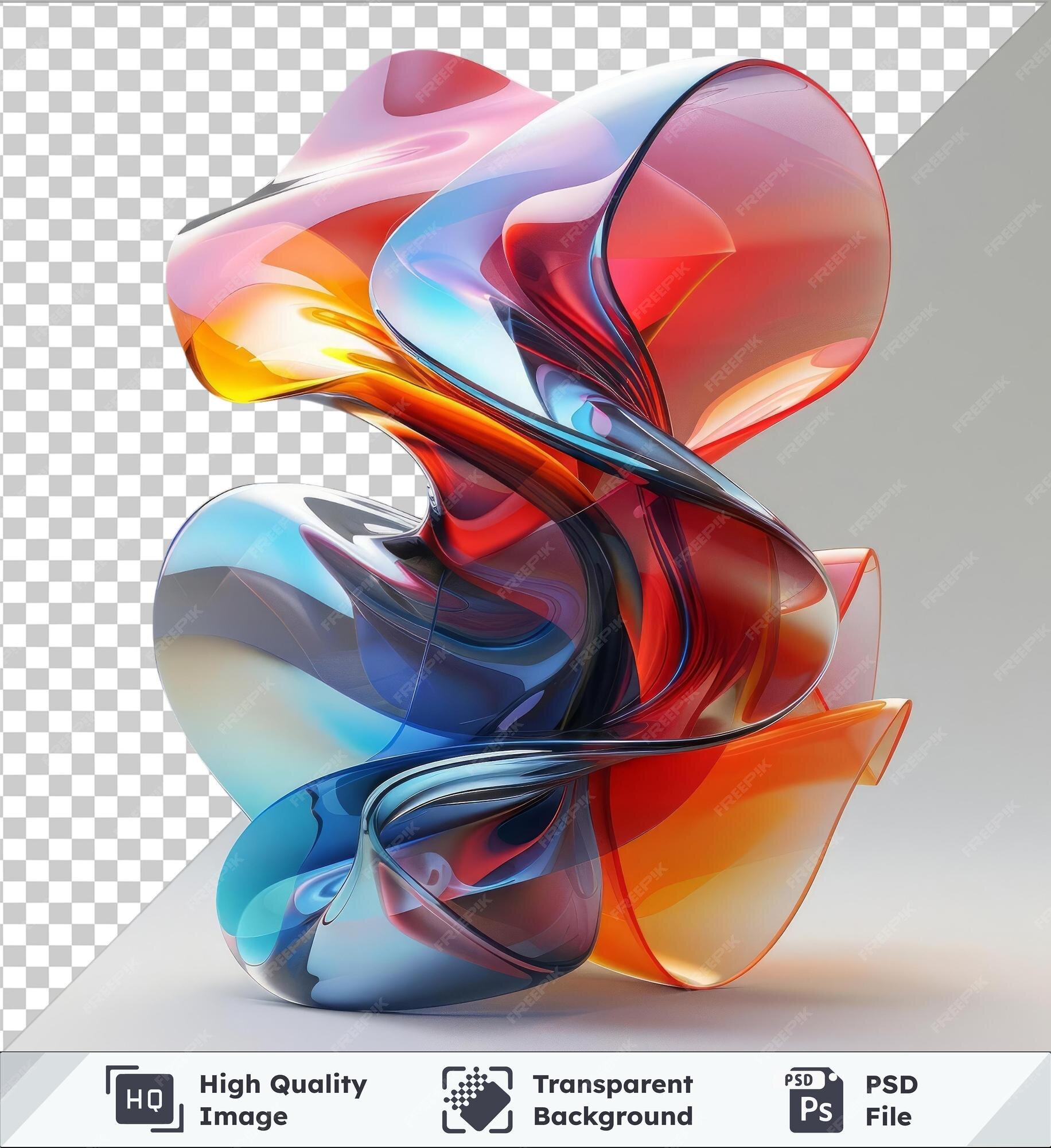 Transparent background with isolated abstract colorful 3d shape graphics as label template ...